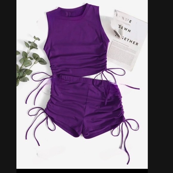 Shorts | Drawstring Ruched Side Crop Tank Top Shorts Set | Poshmark